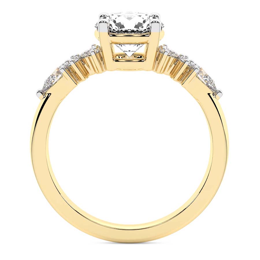 10kt Yellow Gold Josephine Four Prong Side Stone Lab Diamond Ring ...