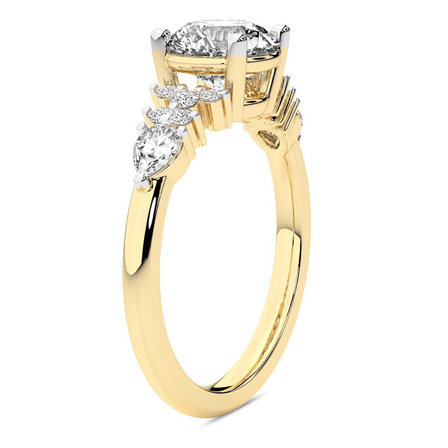 10kt Yellow Gold Josephine Four Prong Side Stone Lab Diamond Ring ...