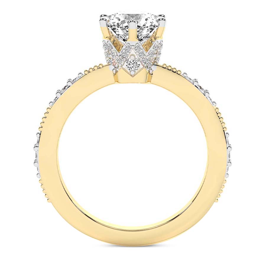 10kt Yellow Gold Theodora Six Prong Side Stone Lab Diamond Ring AFDRE36804